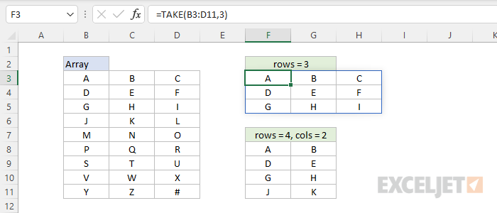 Excel TAKE function | Exceljet